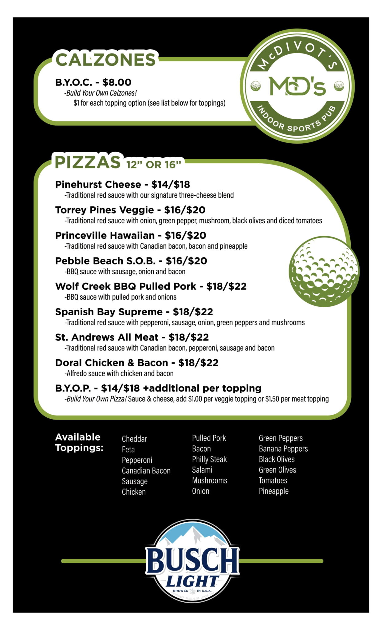 Food & Drink - McDivot's Indoor Sports Pub